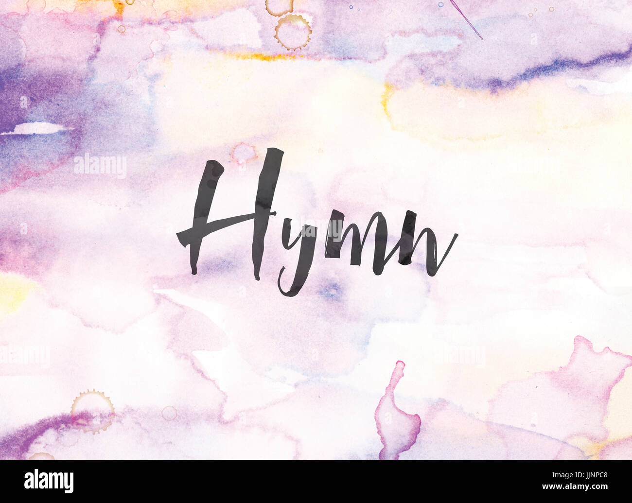 The word Hymn concept and theme written in black ink on a colorful ...