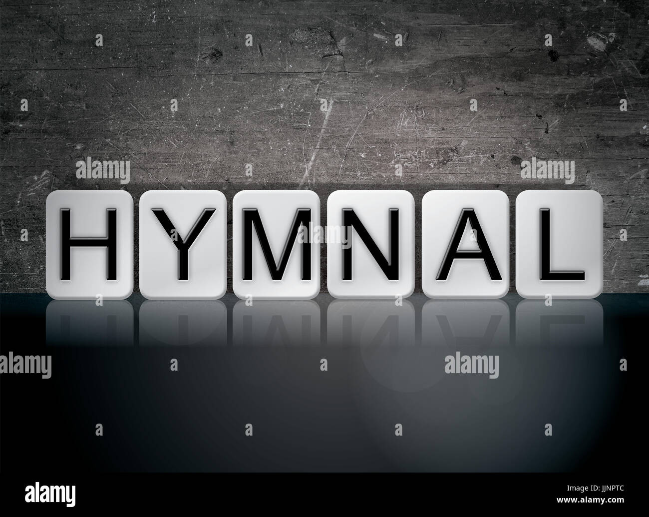 The word Hymnal concept and theme written in white tiles on a dark ...