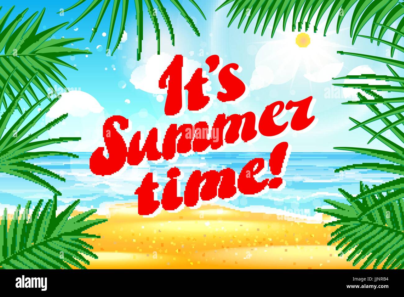 It s Summer time. design. Vector tropical palm leaves. Beach Background ...