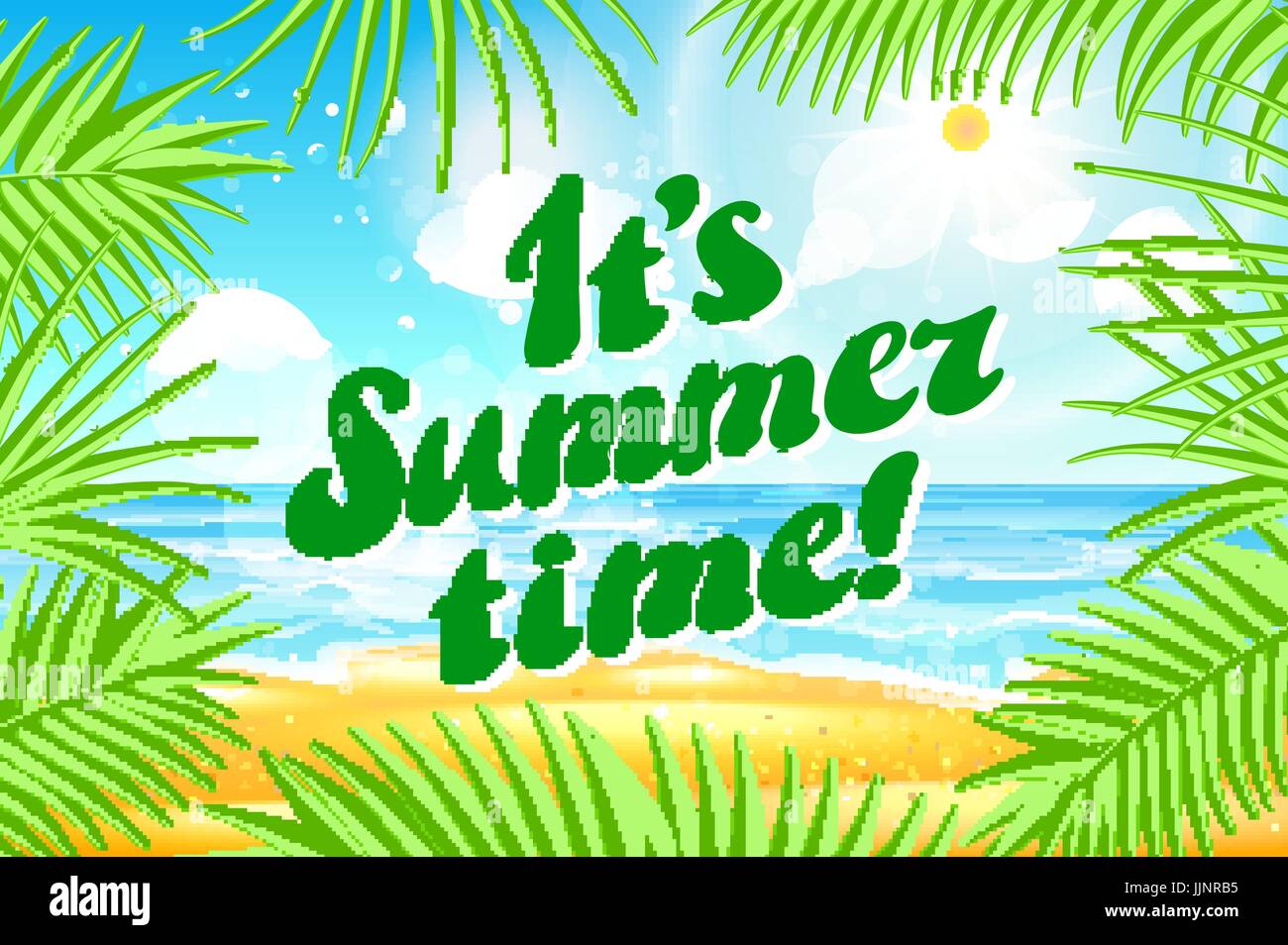 It s Summer Time Typographical Background With Tropical Plants And ...