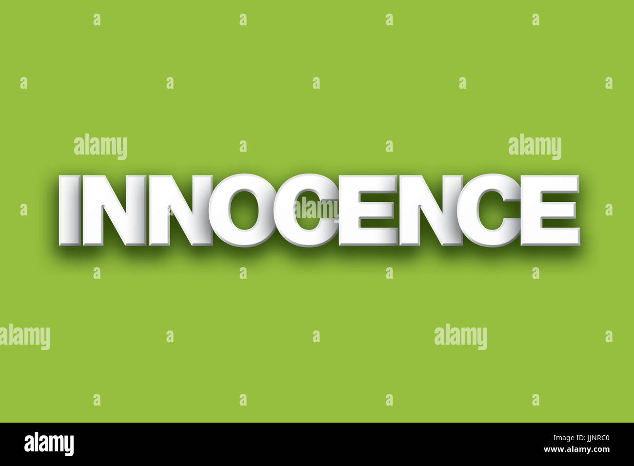 The word Innocence concept written in white type on a colorful ...