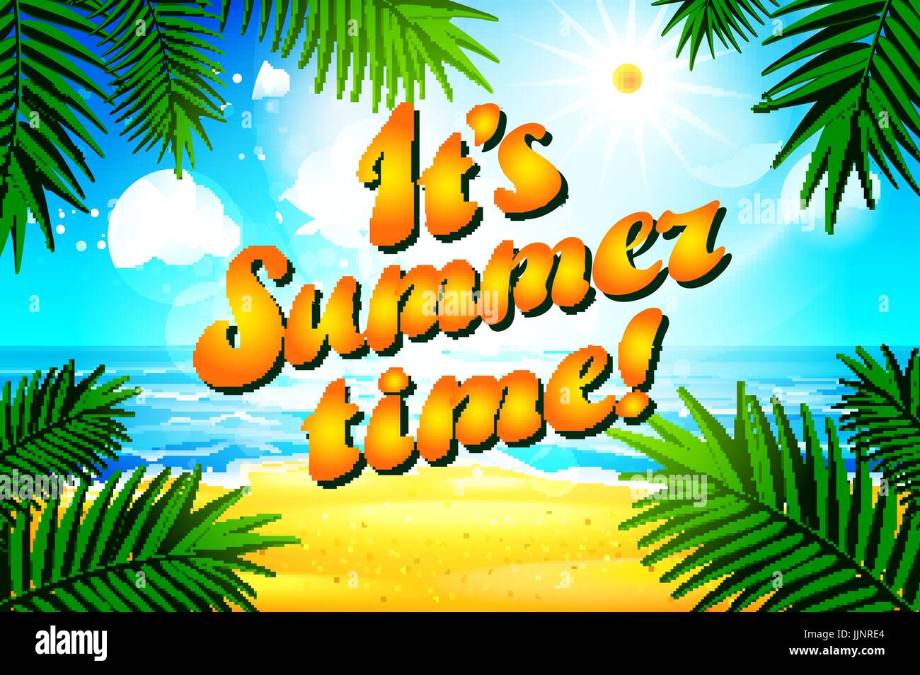 Beautiful landscape with text Summer time. Summer Time Lettering ...