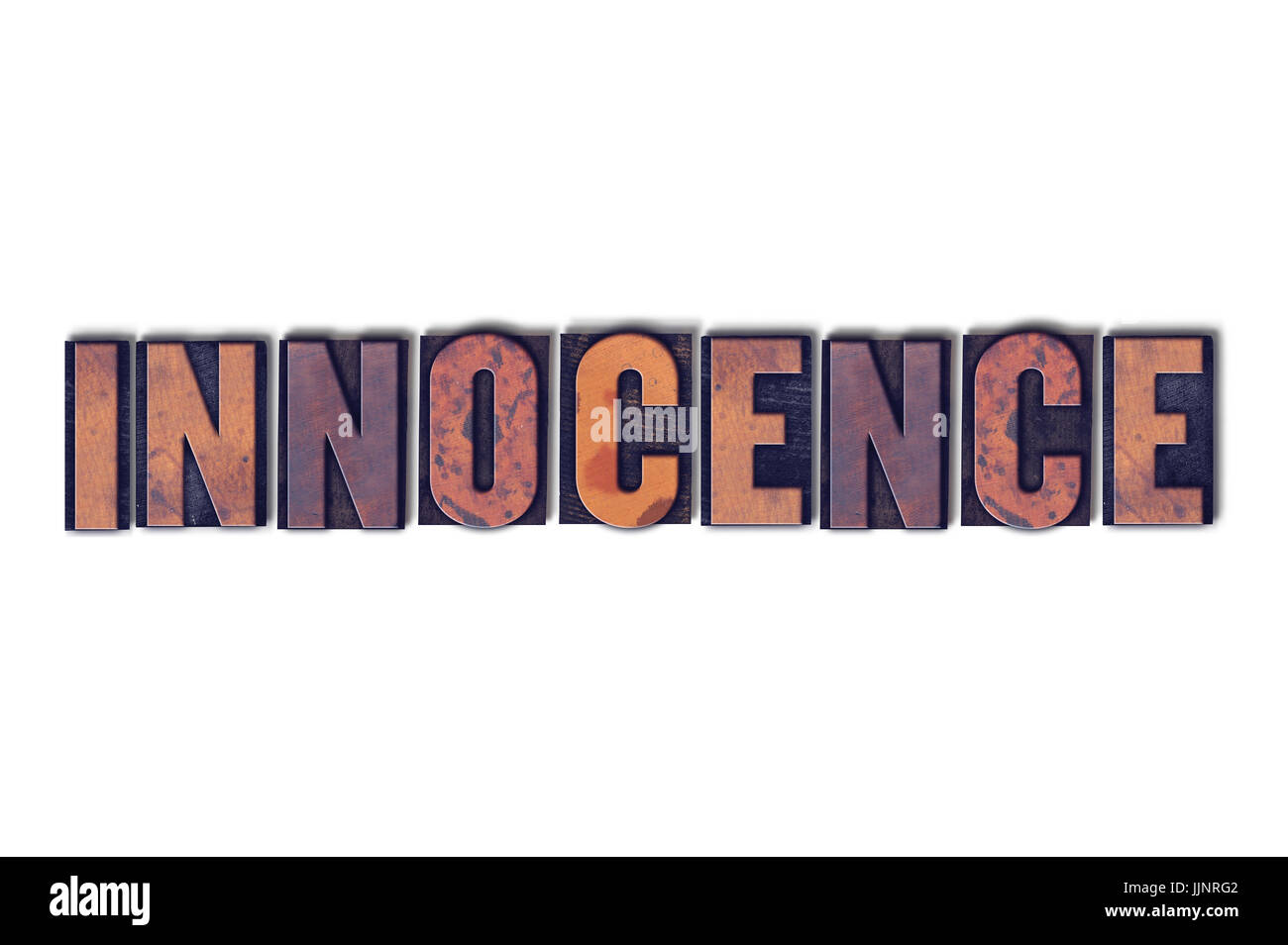 The word Innocence concept and theme written in vintage wooden ...