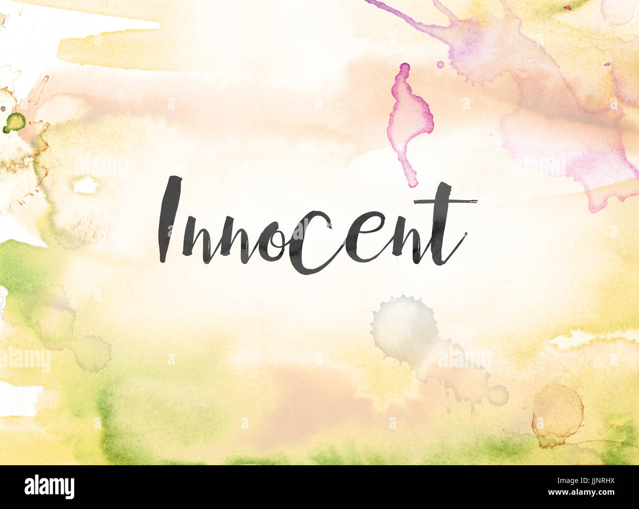 The word Innocent concept and theme written in black ink on a colorful ...