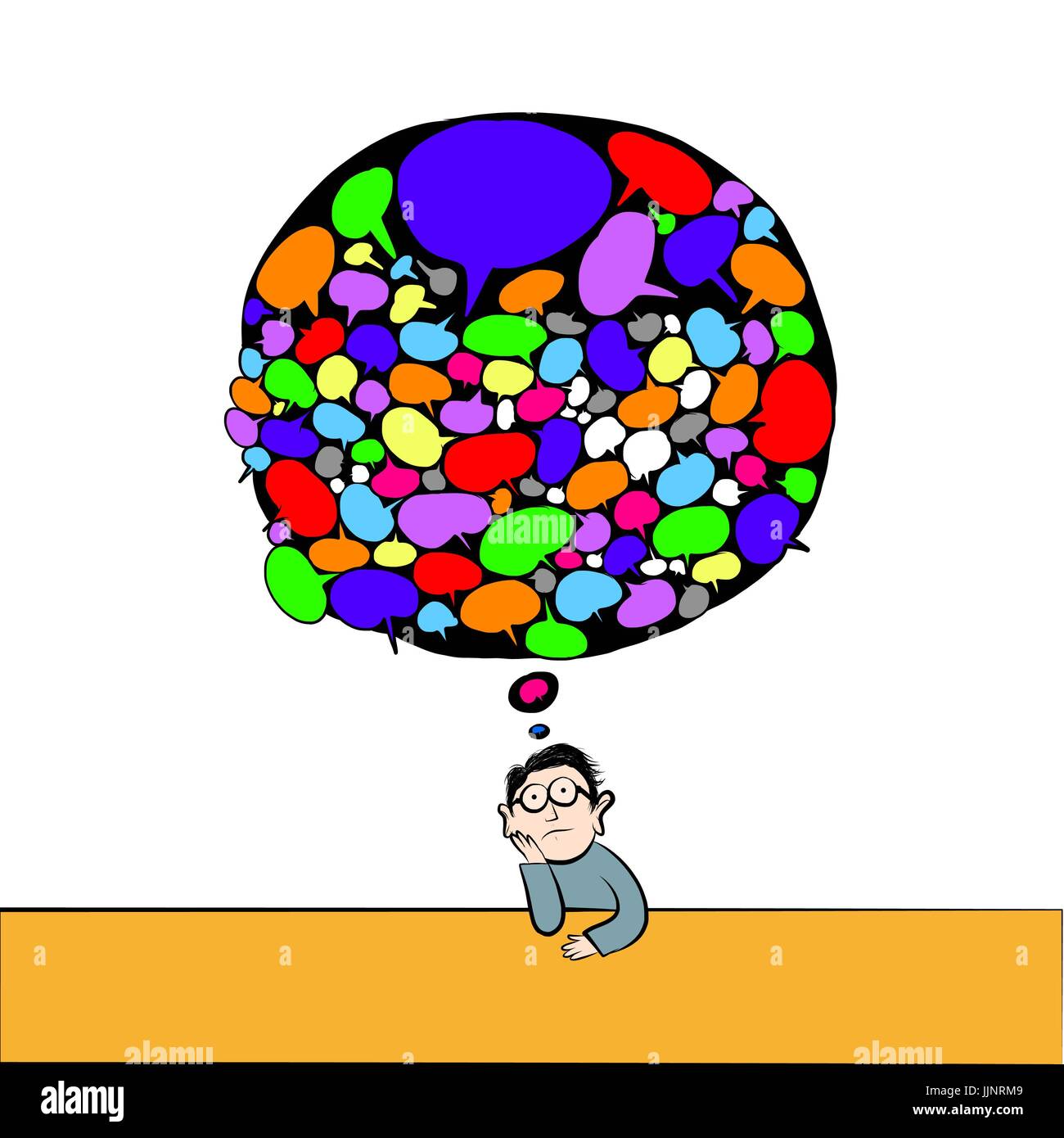 hand drawing vectoral illustration of a man thinking silent Stock Photo ...