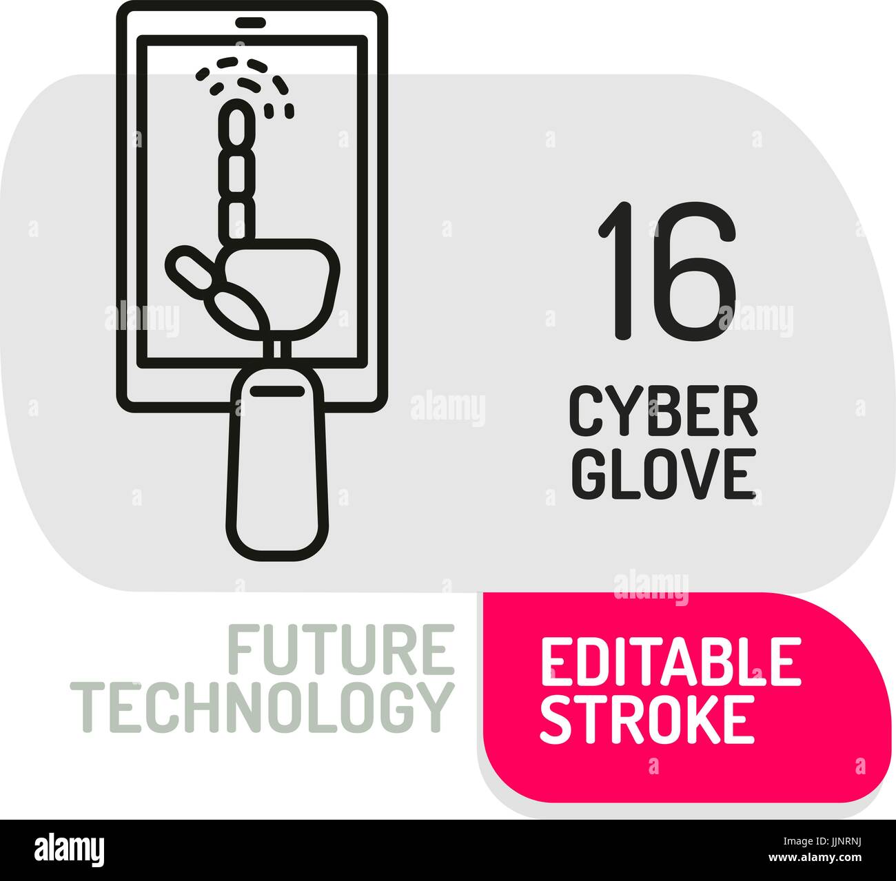 Cyber glove icon. Virtual reality and innovative digital input device ...