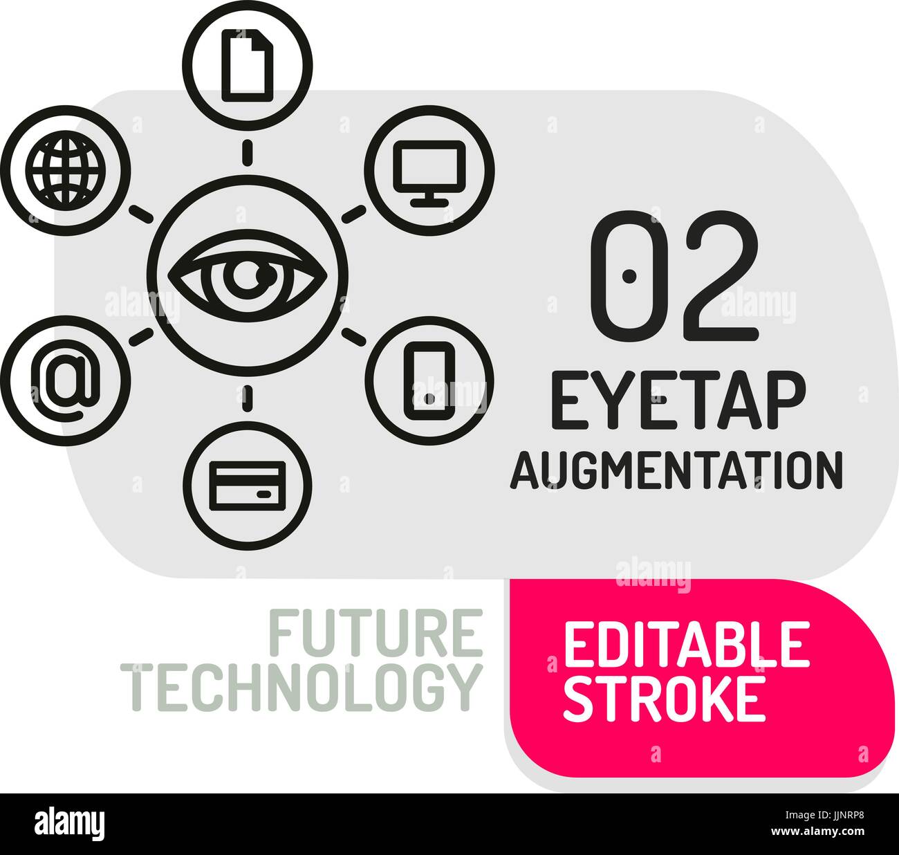 Eyetap Augmentation icon. Thin line Icon of Future Technology. Vector ...
