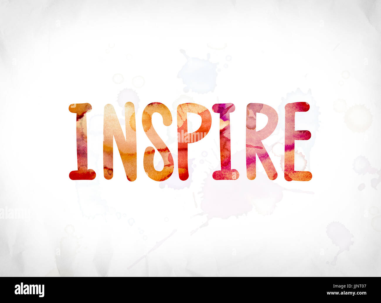 The word Inspire concept and theme painted in colorful watercolors on a ...