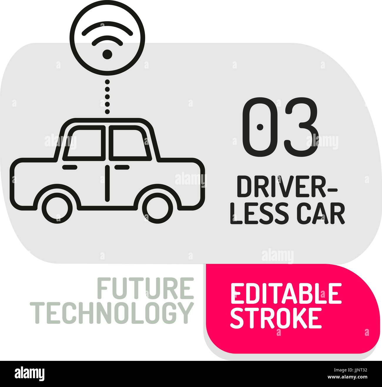 Autonomous self-driving icon. Driverless vehicle car. side view with ...