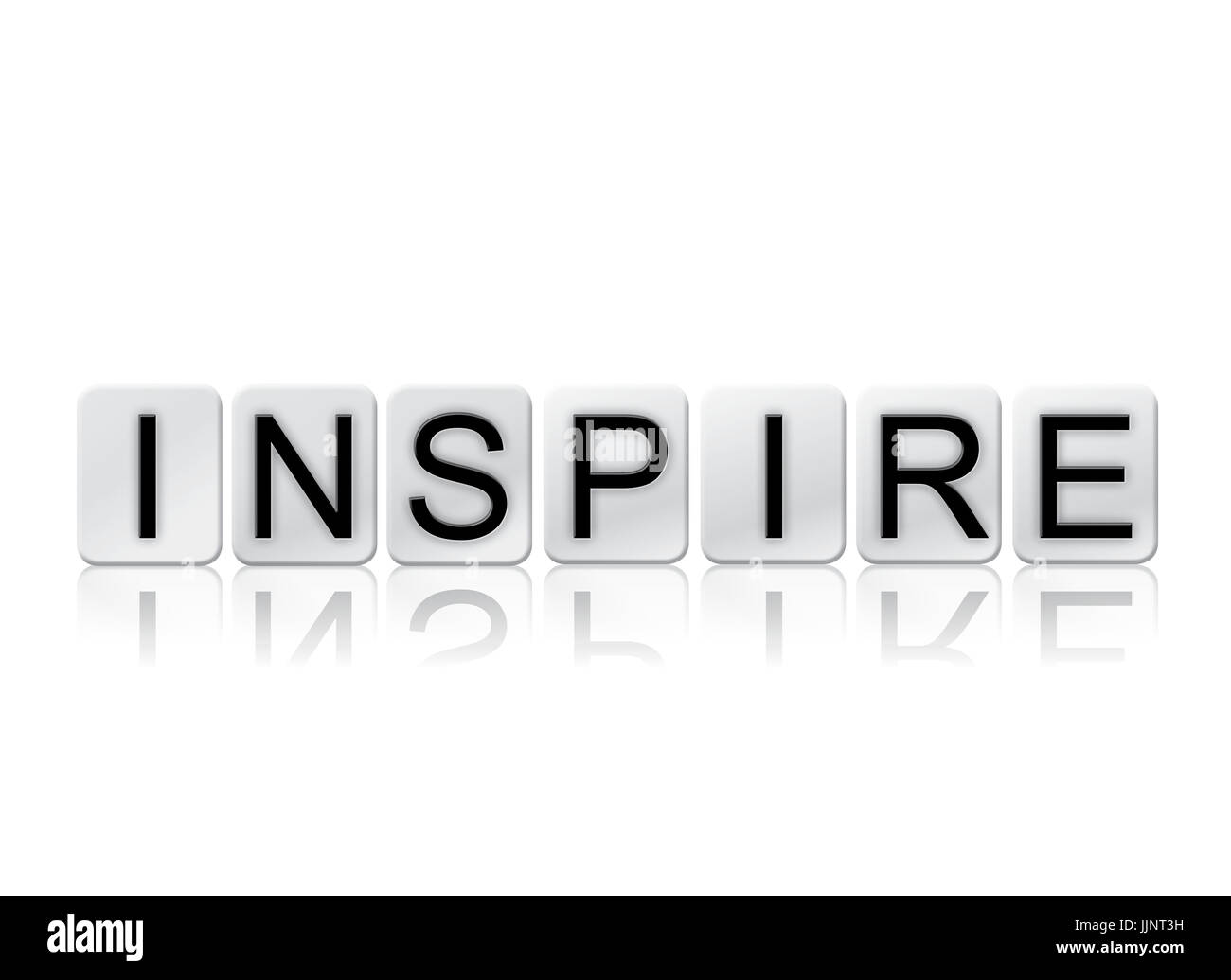 The word Inspire concept and theme written in white tiles and isolated ...