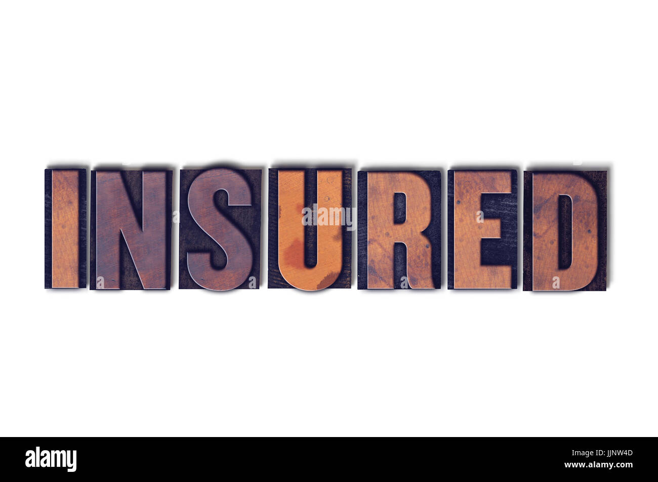 The word Insured concept and theme written in vintage wooden ...