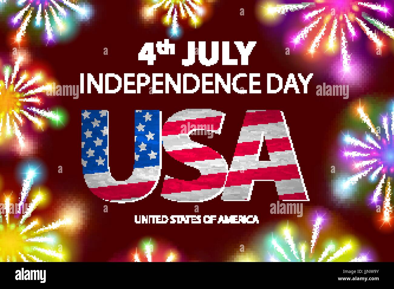 Shiny firecrackers on red and blue background for 4th of July, American ...