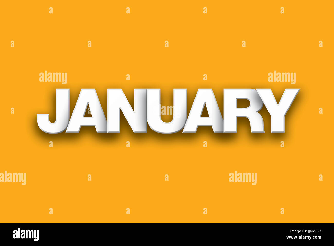 The word January concept written in white type on a colorful background ...