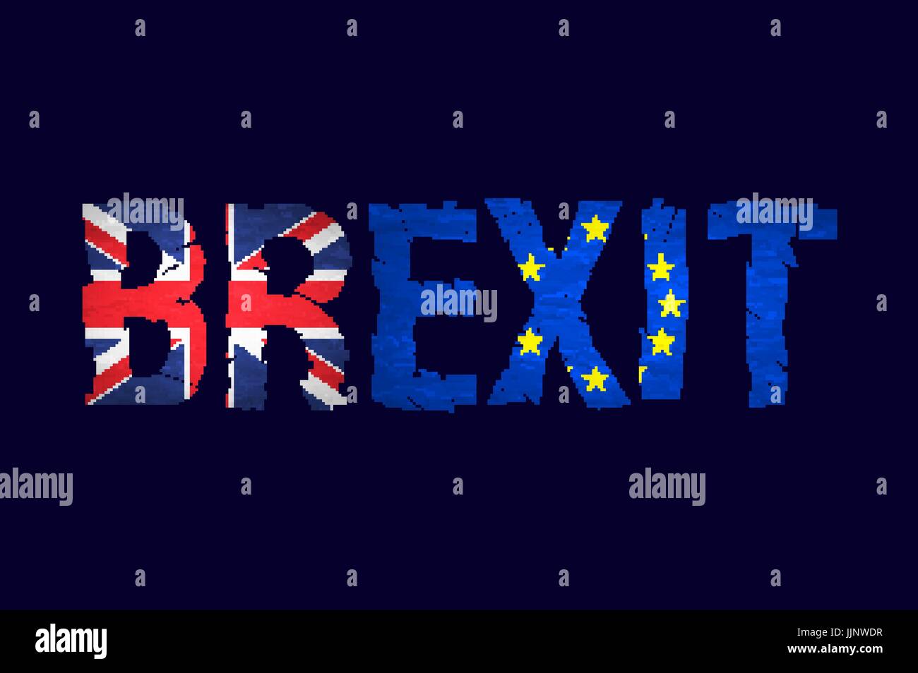 Brexit cracks Text Isolated. United Kingdom exit from europe relative ...