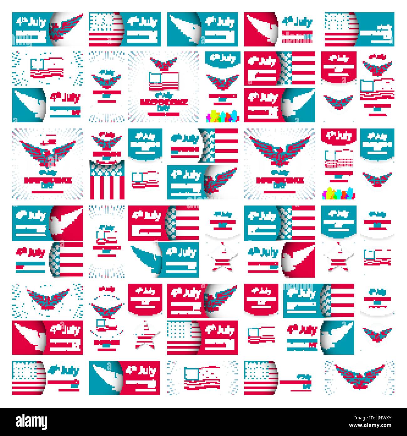 Happy Independence Day - Fourth of July - July 4th Vector Set art Stock ...