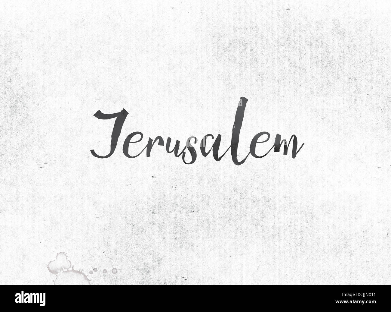 The word Jerusalem concept and theme painted in black ink on a ...