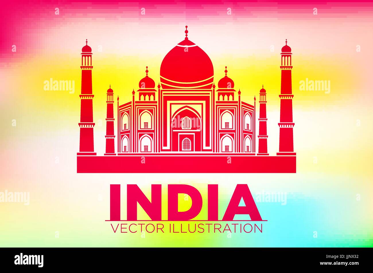 Stencil of the Taj Mahal on a sunset background. art vector Stock ...