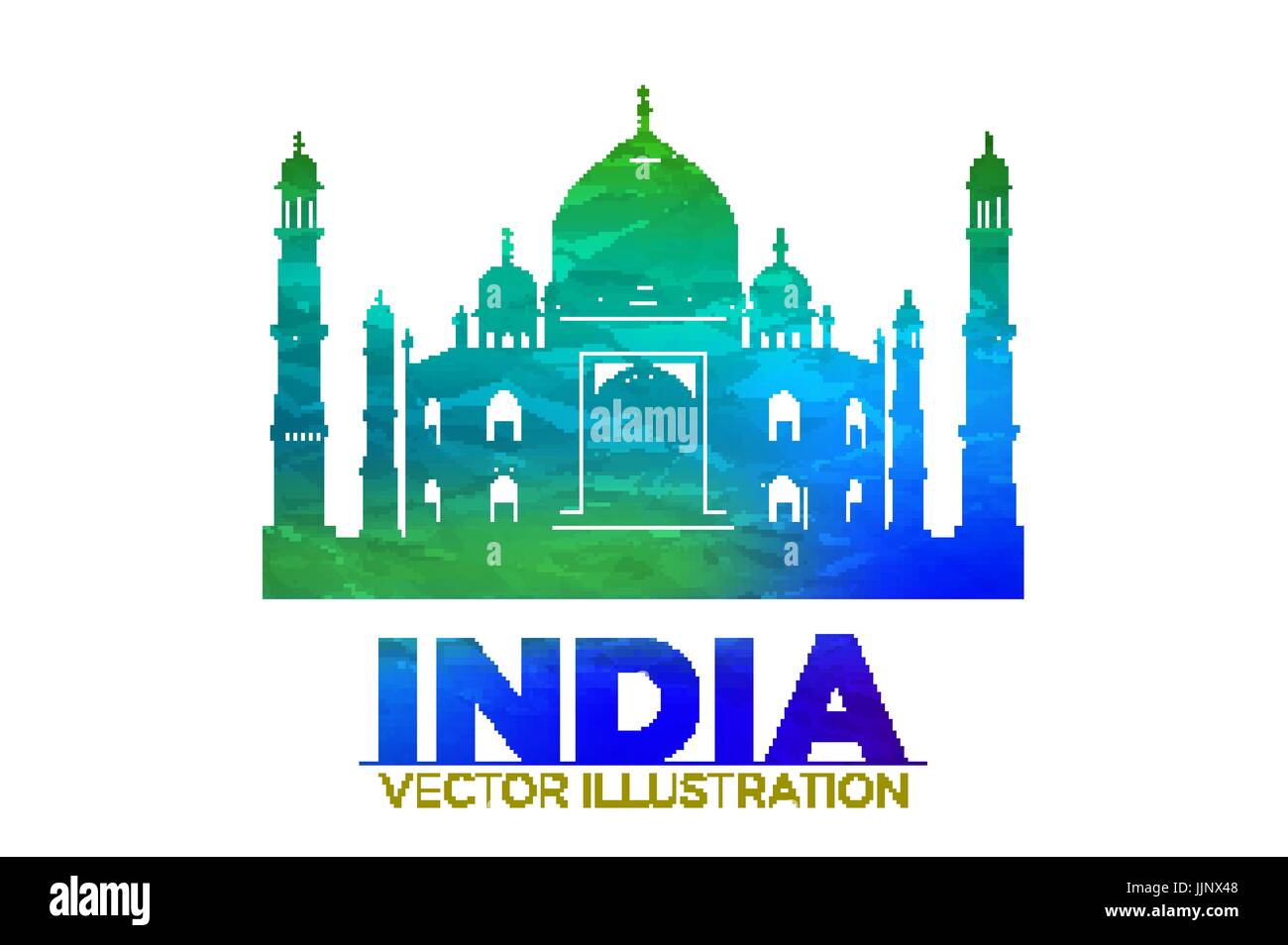 Retro World Wonder of Taj Mahal Palace in India Vector Illustration art ...