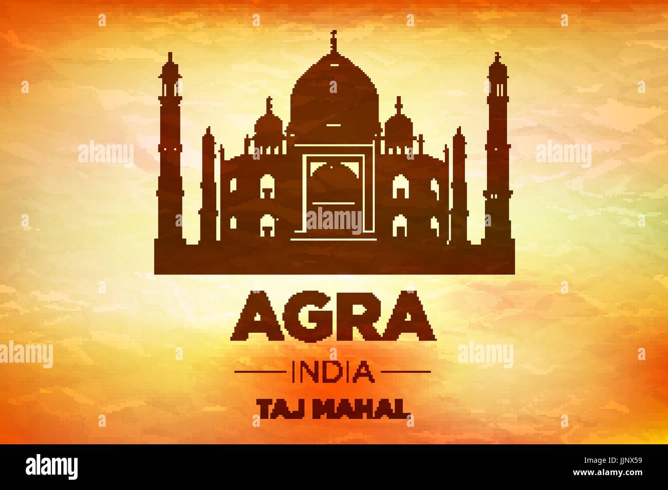 sunrise agra Taj Mahal india vector orange background art Stock Vector ...