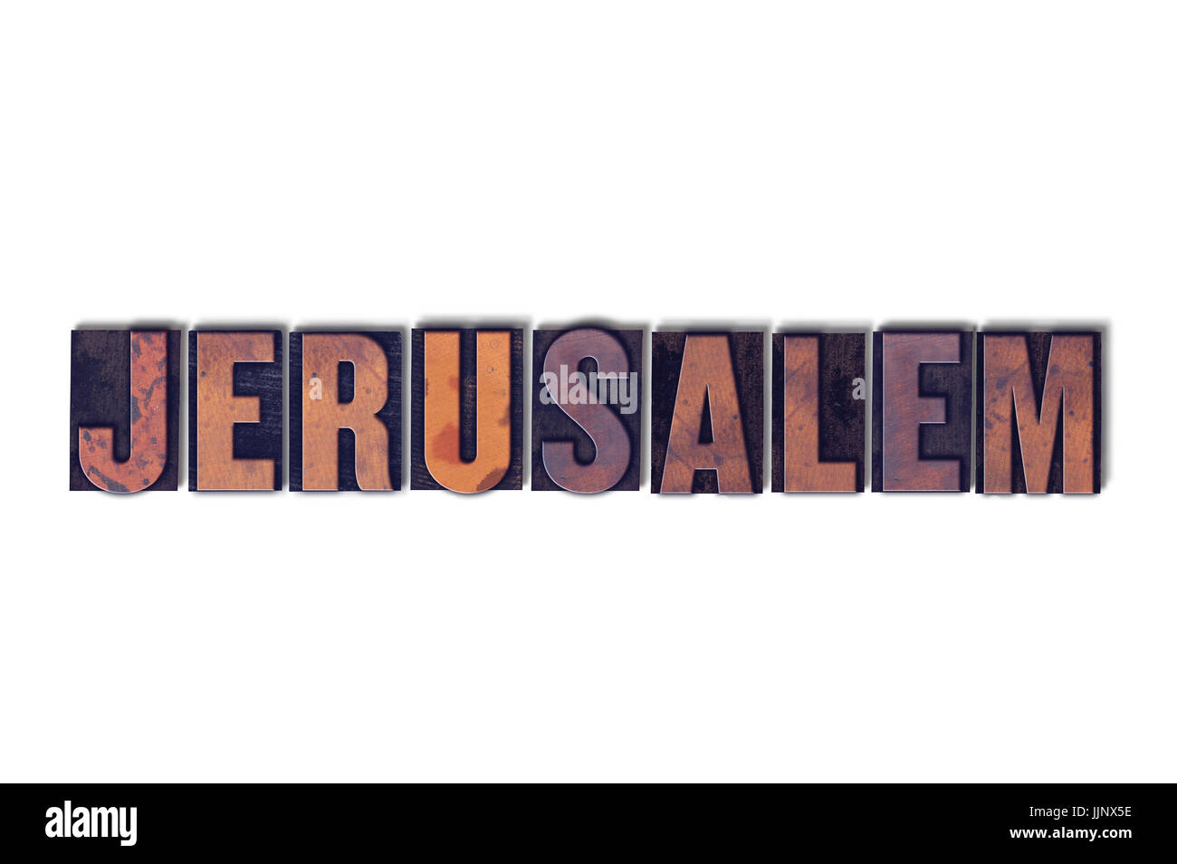 The word Jerusalem concept and theme written in vintage wooden ...