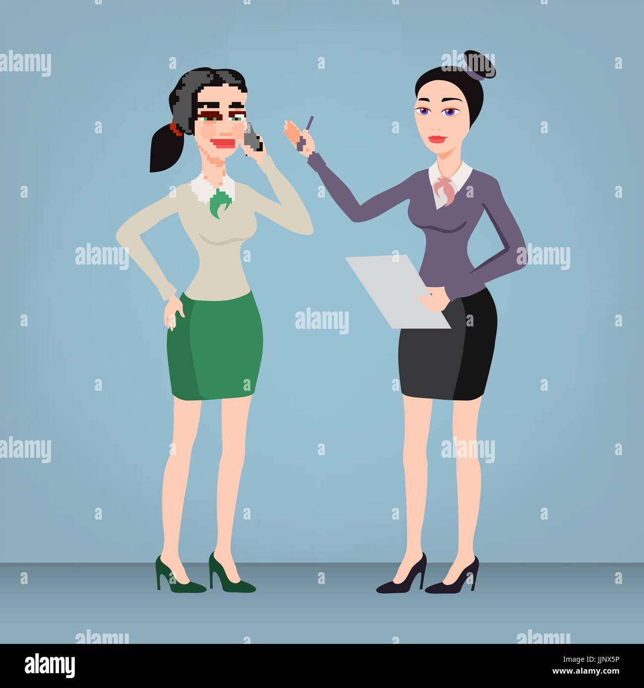 Successful business woman set vector illustration art Stock Vector ...