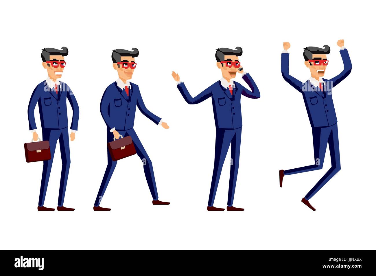 Set of Happy office man. Vector illustration art Stock Vector Image ...