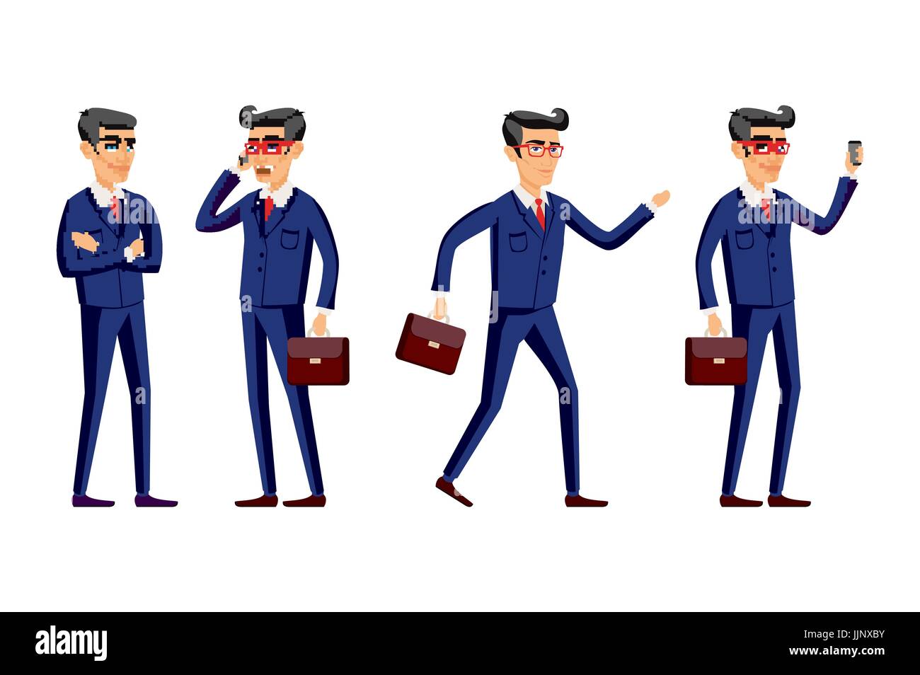 Set of Happy office man. Vector illustration art Stock Vector Image ...