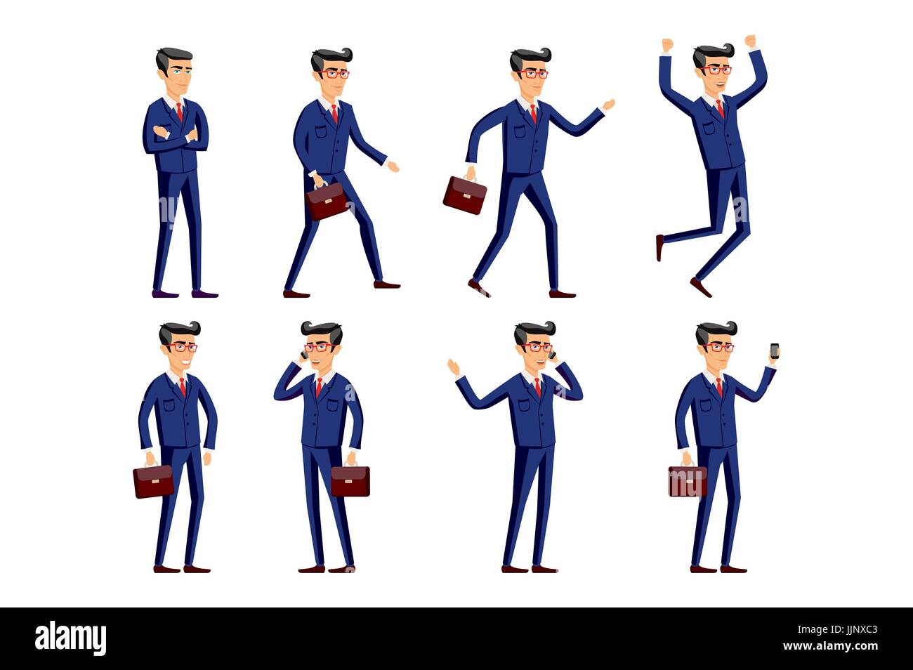 Set of Happy office man. Vector illustration art Stock Vector Image ...