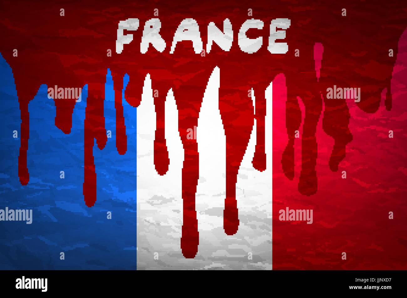 flag France in concept. the blood flowing on the French flag. vector ...