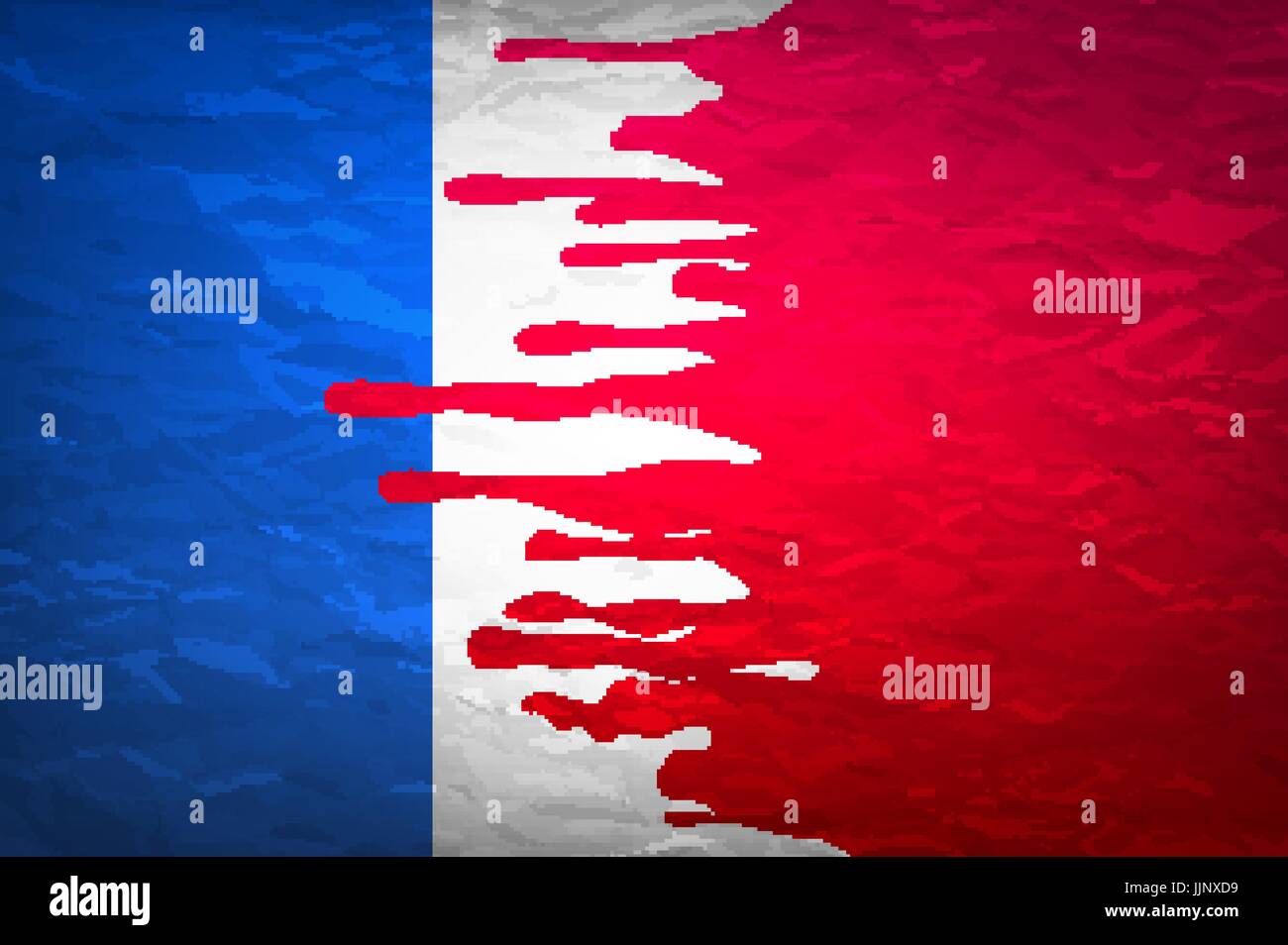 flag France in concept. the blood flowing on the French flag. vector ...