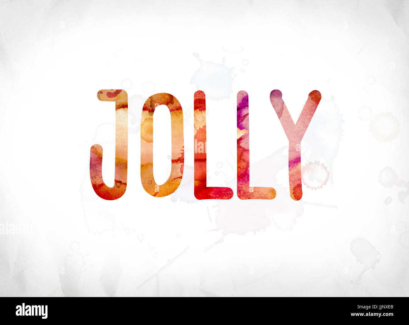 The word Jolly concept and theme painted in colorful watercolors on a ...