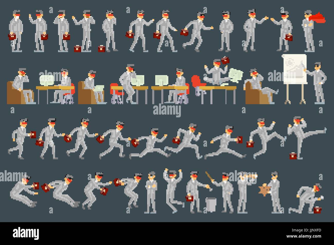 Large vector set of businessman character poses, gestures and actions ...