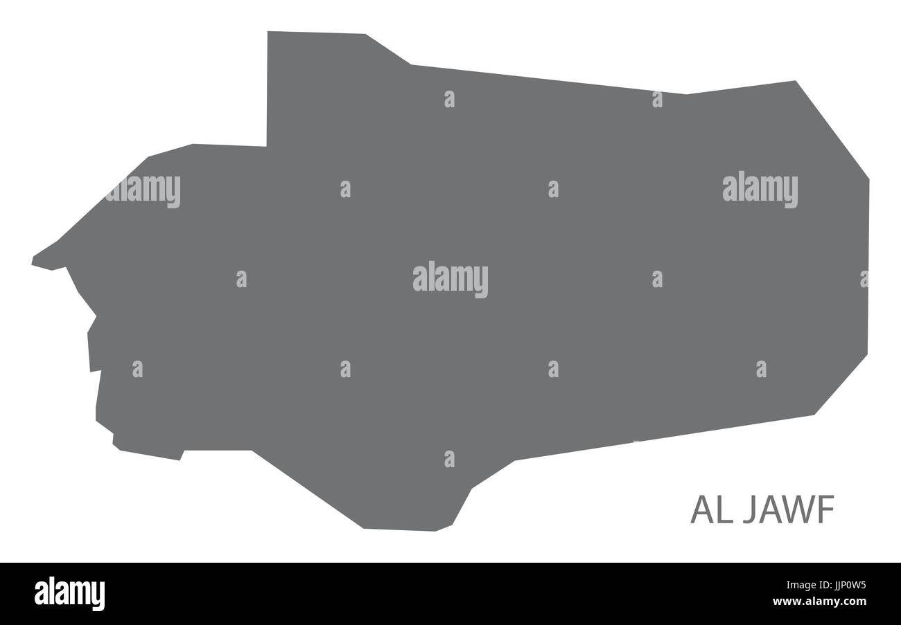 Al Jawf Yemen governorate map grey illustration silhouette shape Stock ...