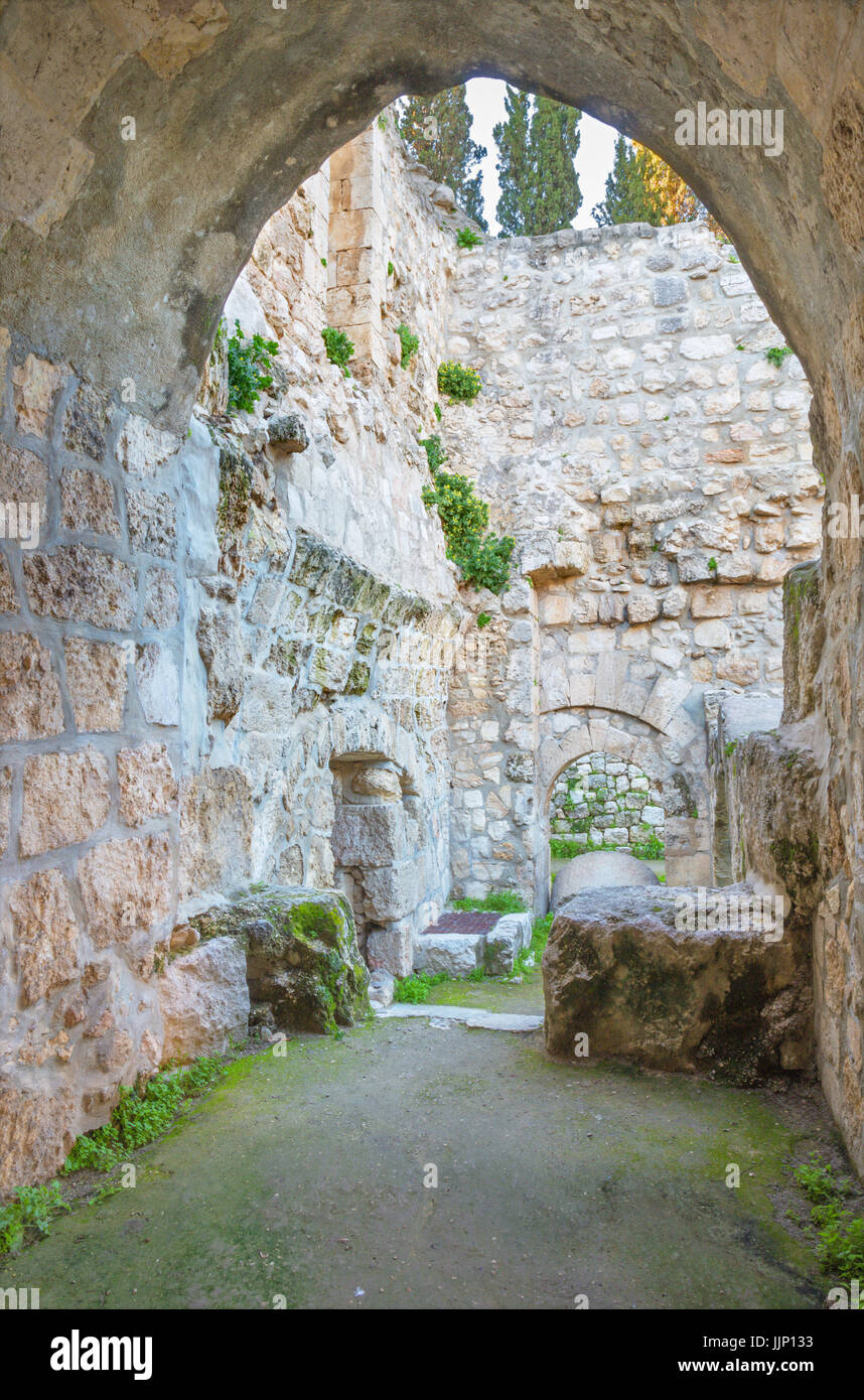 Jerusalem - The ruins of Bethesda pool Stock Photo - Alamy