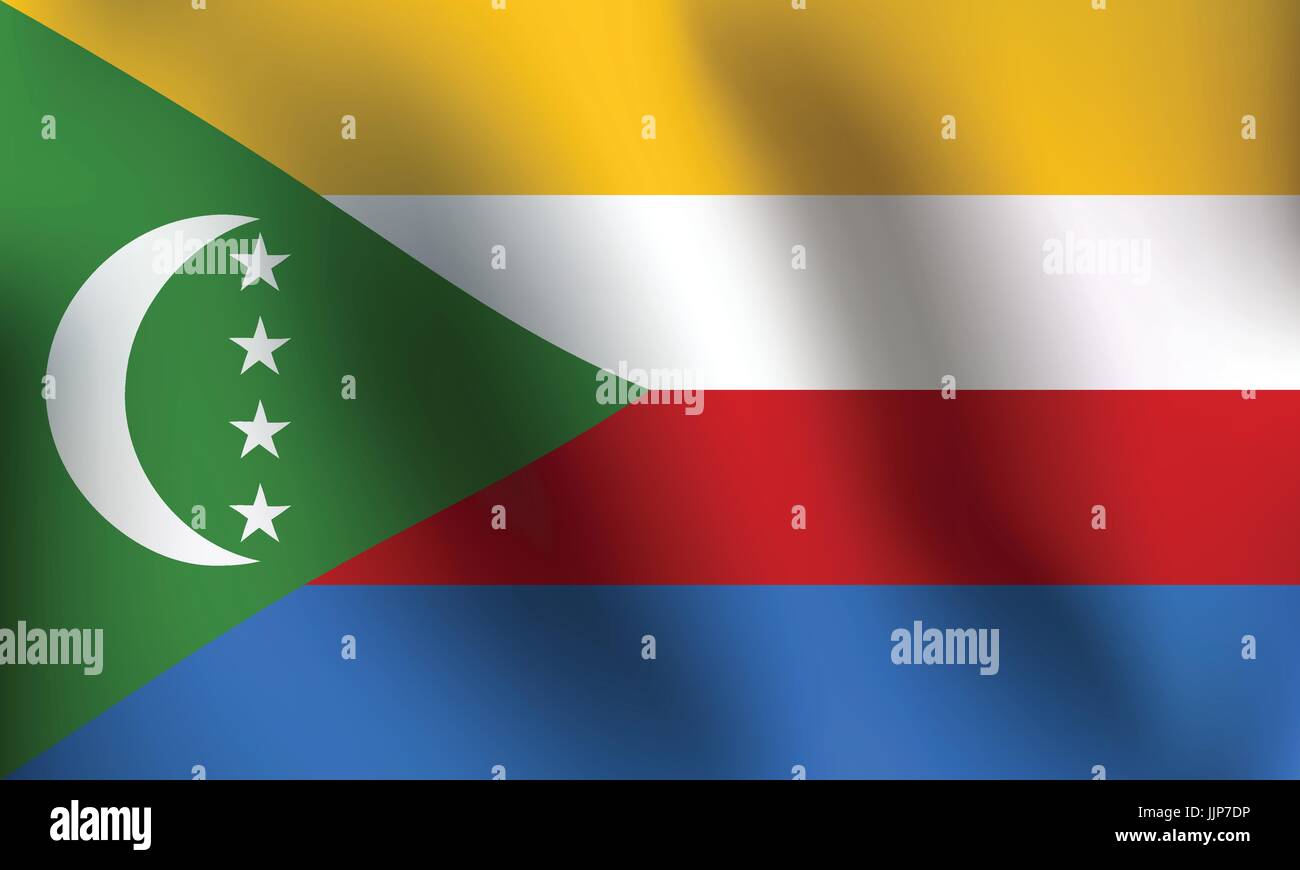 Flag of Comoros with a little Waving, Shading & Flag Colors separated ...
