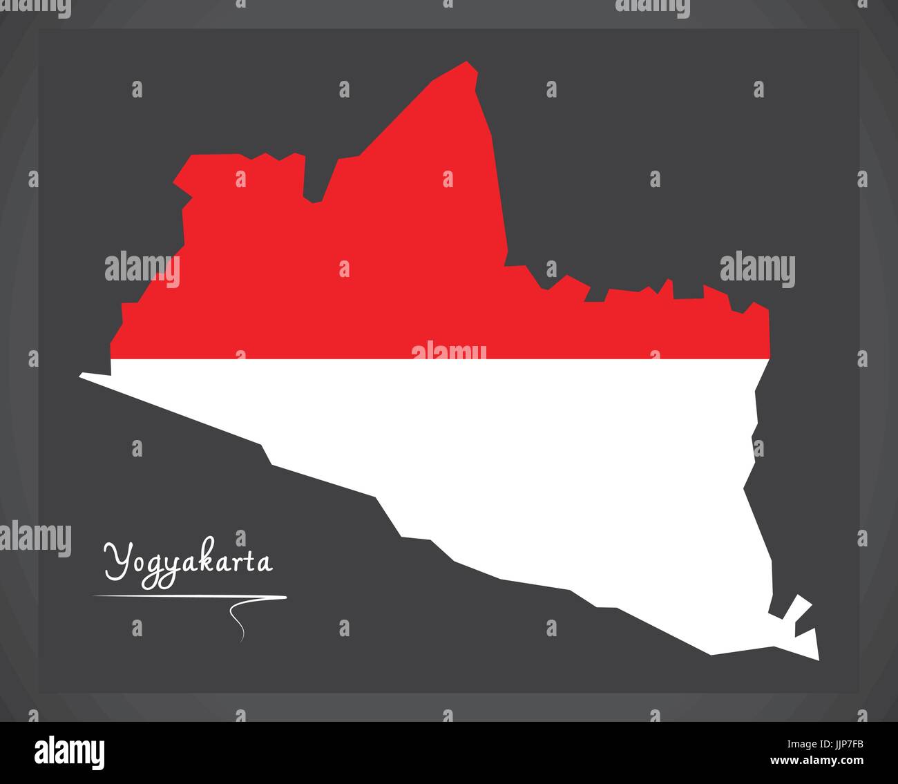 Yogyakarta Indonesia map with Indonesian national flag illustration ...