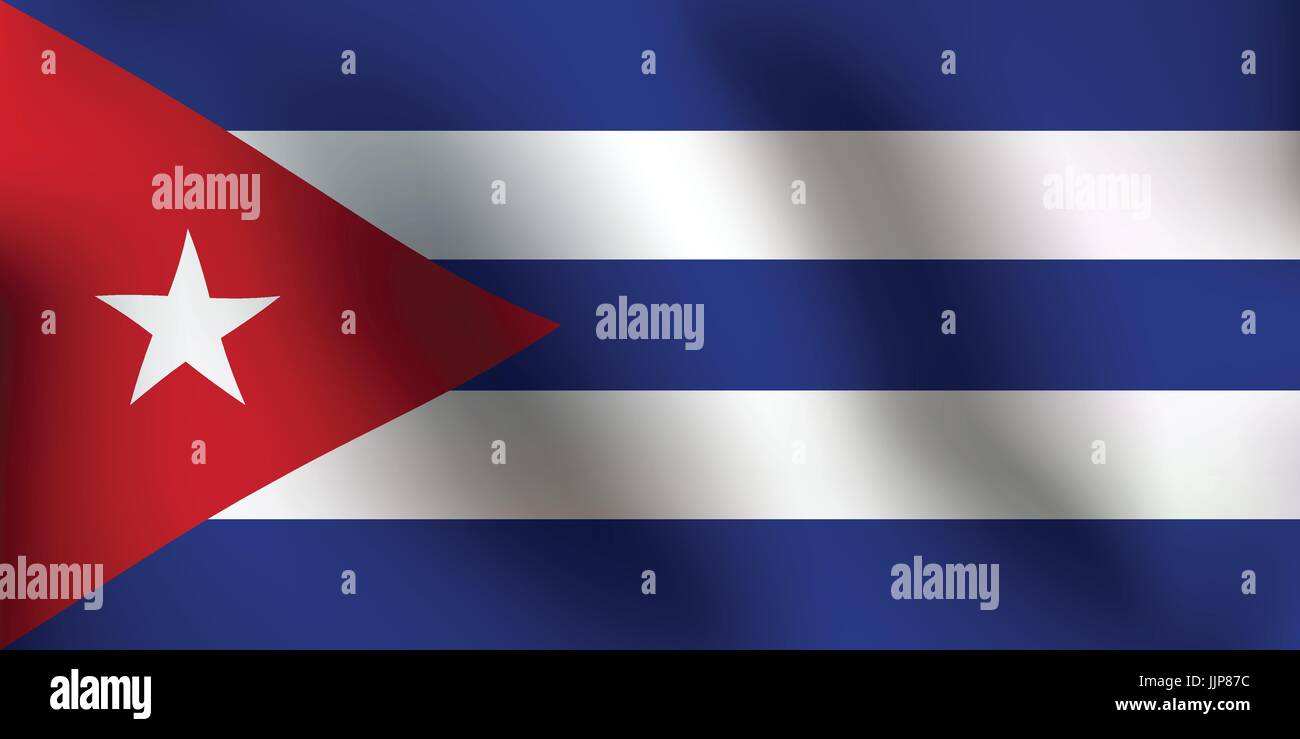 Flag of Cuba with a little Waving, Shading & Flag Colors separated ...