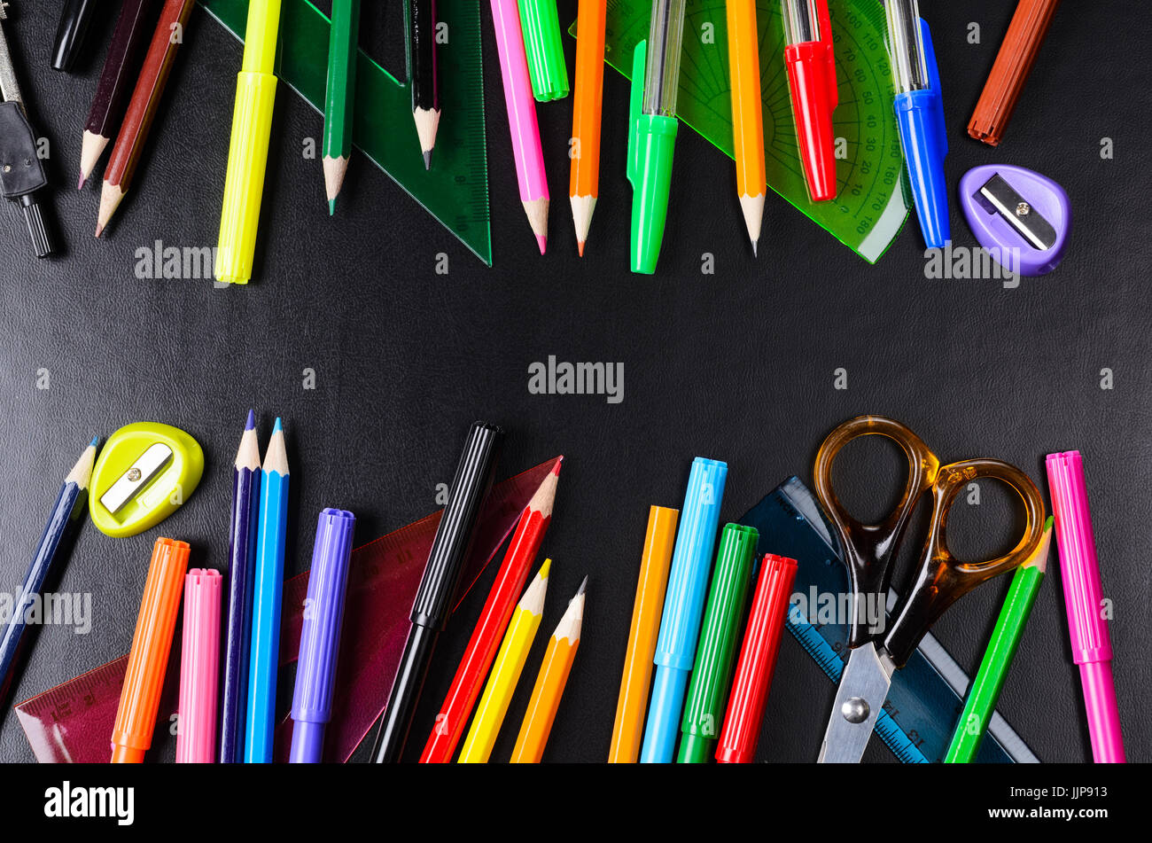 School accessories on white Stock Photo - Alamy