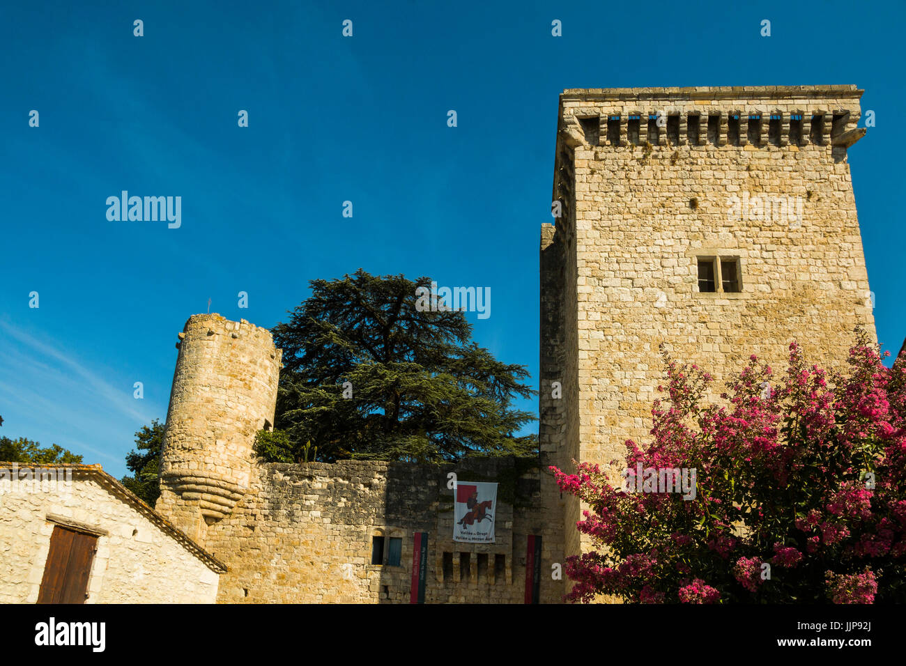 The castle tower and keep of 13thC chateau in this popular SW historic ...