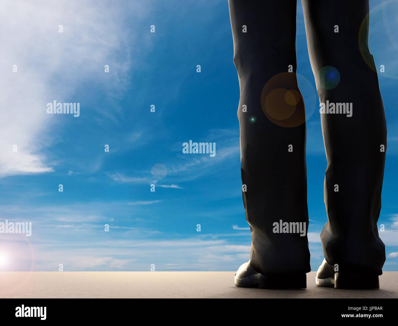 rear view of businessman standing with blue sky background Stock Photo ...