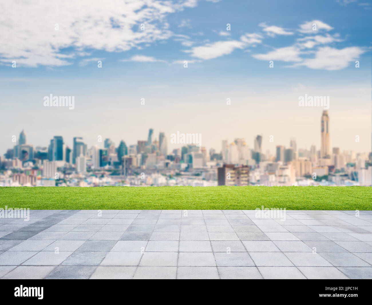 roof top balcony with cityscape background Stock Photo - Alamy