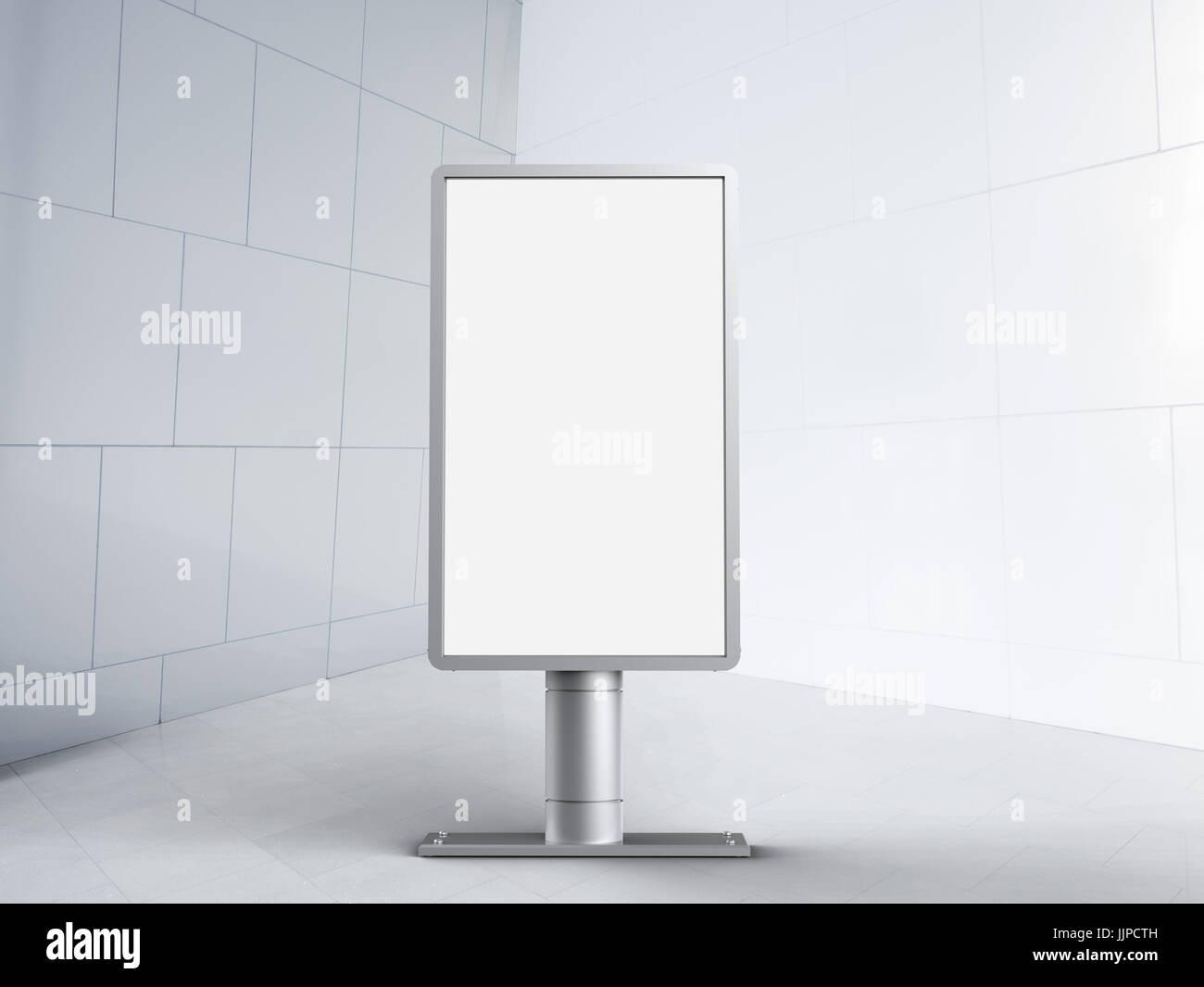 3d rendering vertical billboard with white tile background Stock Photo ...