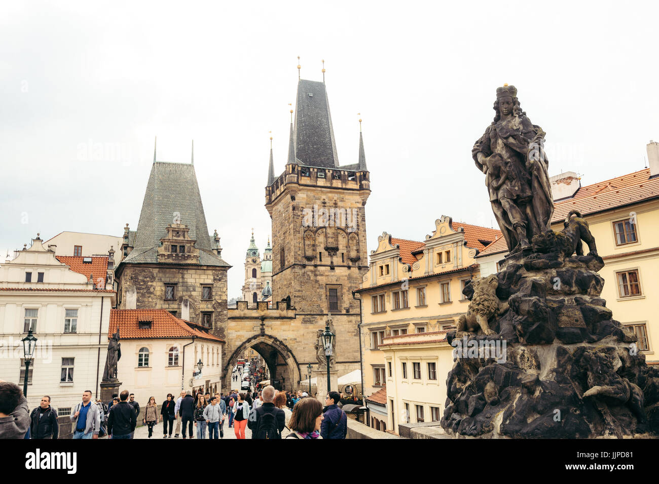 The architecture of the ancient city Prague. The close-up view of the ...