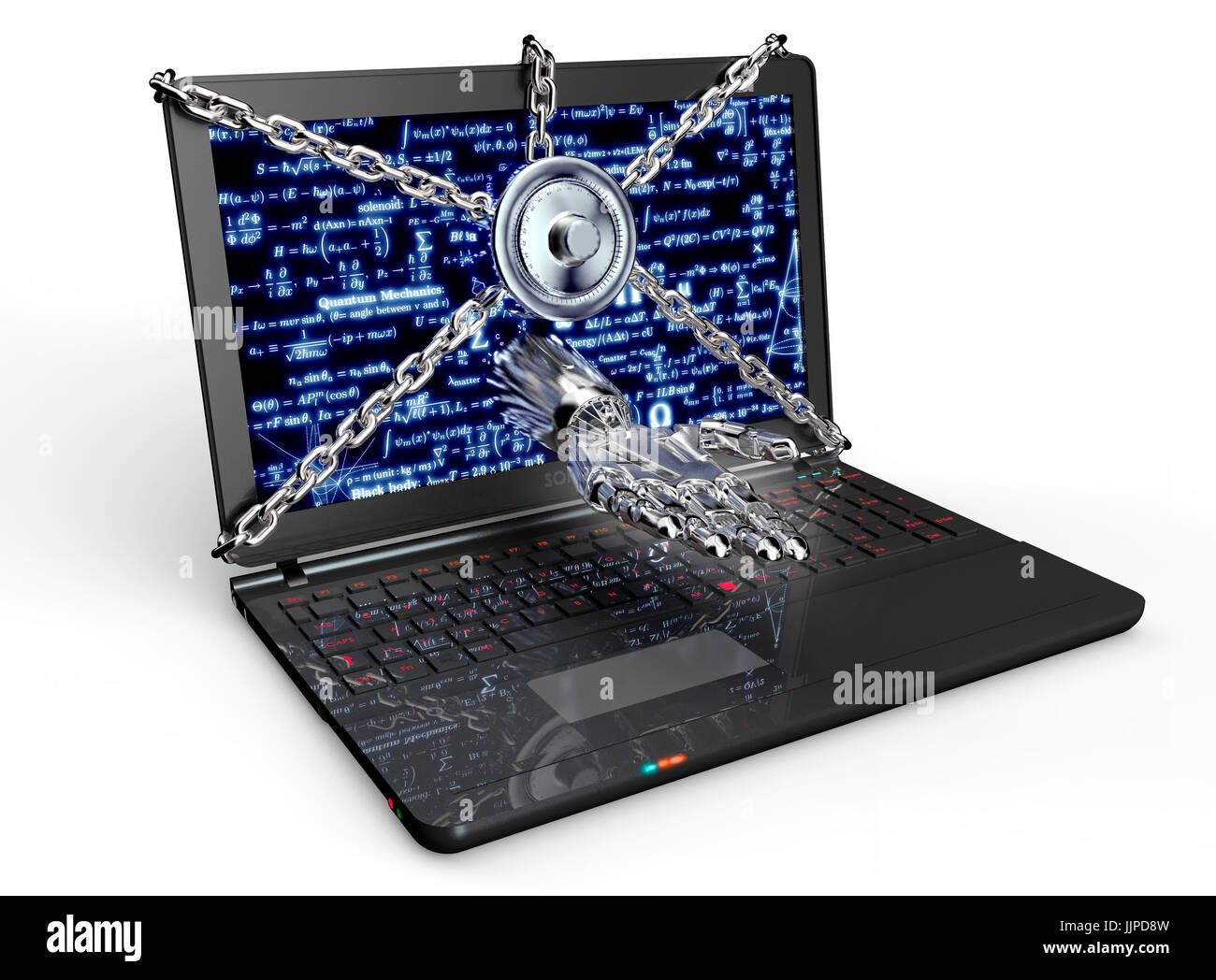 malware or ransomware attack concept padlock with robothand, clipping ...