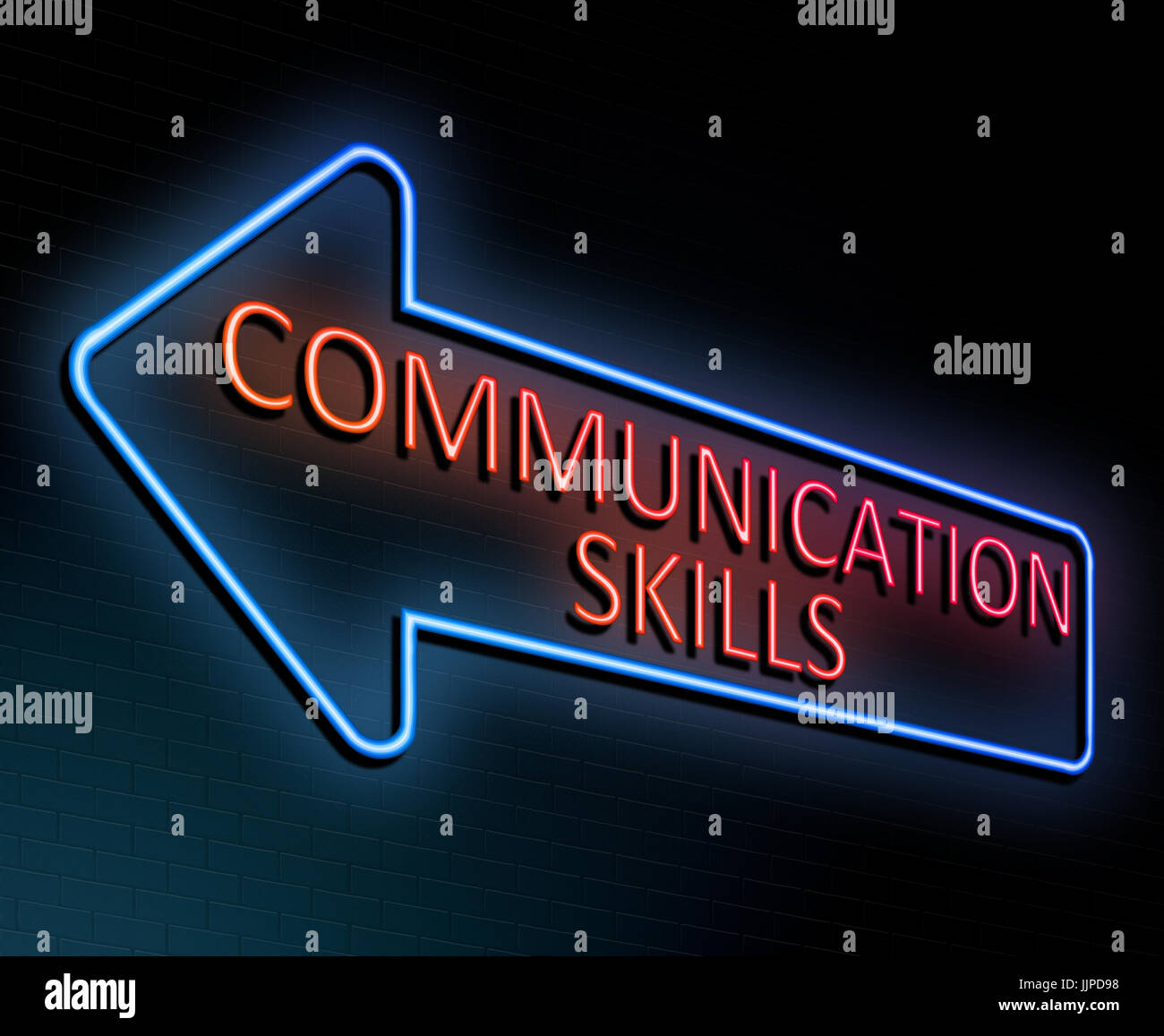 Illustration depicting an illuminated neon sign with a communication ...