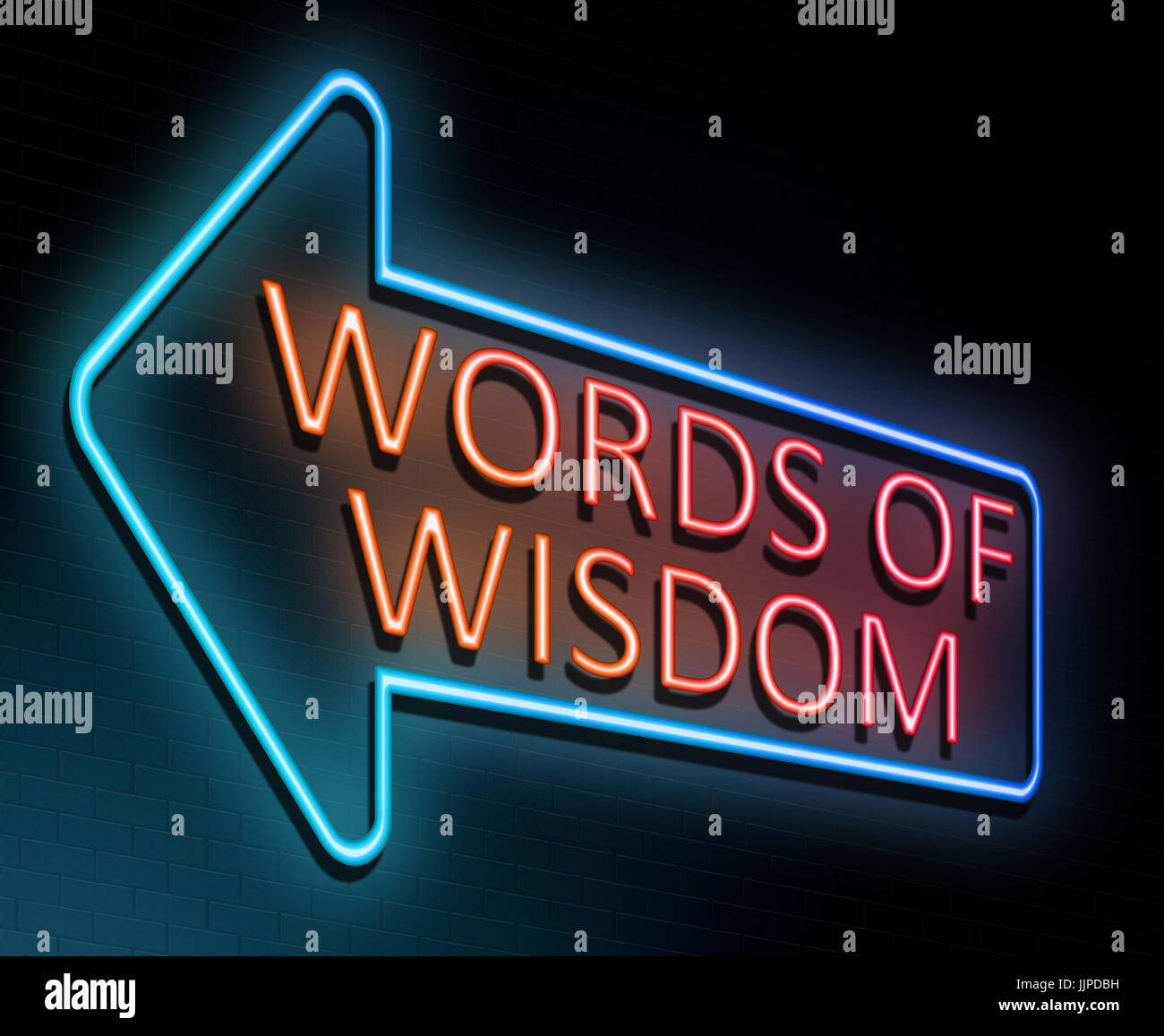 3d Illustration depicting an illuminated neon sign with a words of ...