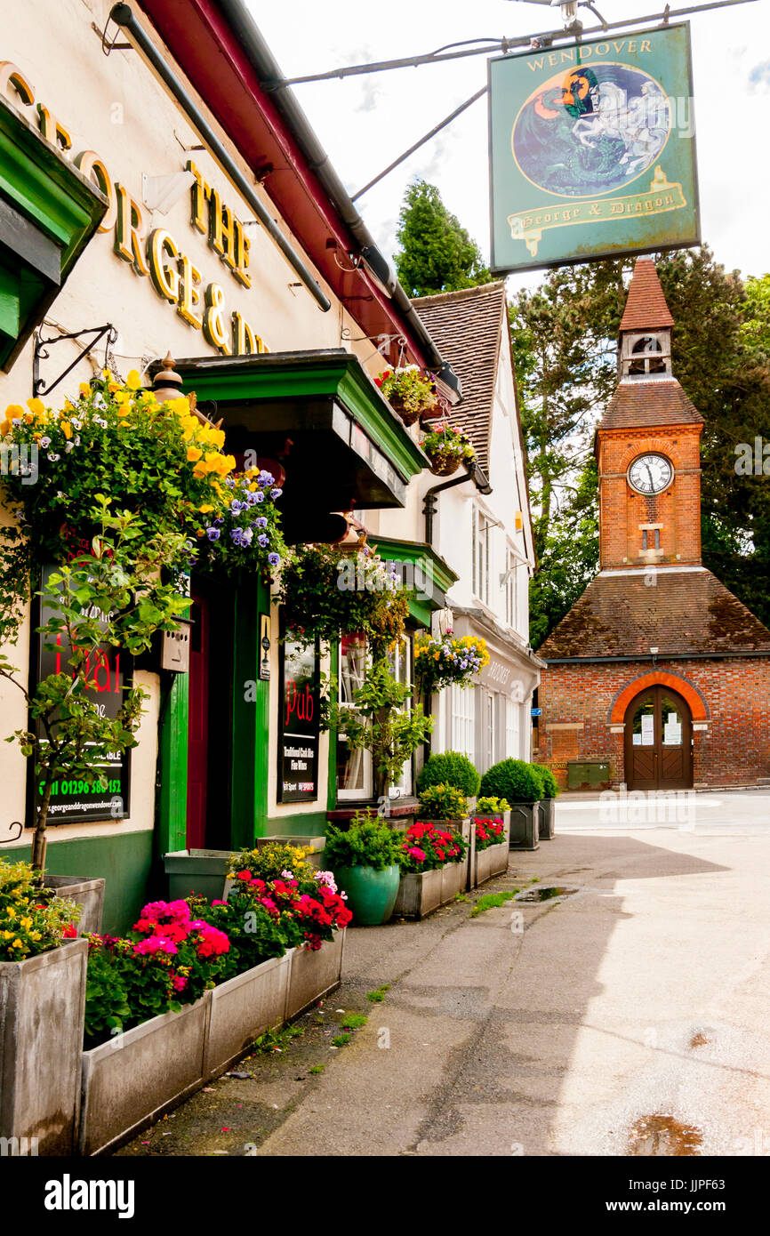 A colourful public house frontage in the high street of Wendover ...