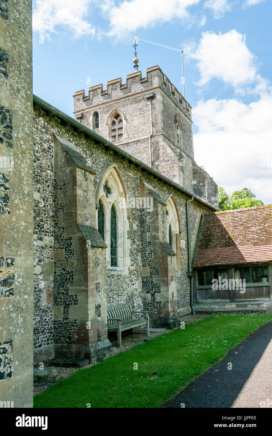 St. Mary`s Parish Church, Wendover, Bucks, UK, showing the church clock ...
