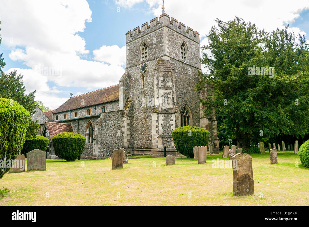 St. Mary`s Parish Church, Wendover, Bucks, UK, showing the church clock ...