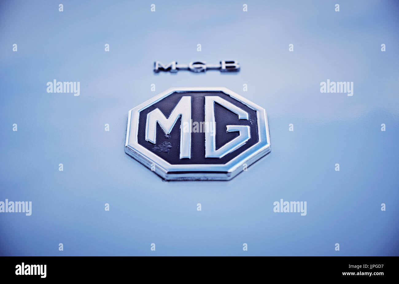 MG Badge on the back of an old MGB roadster Stock Photo - Alamy